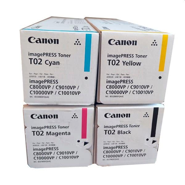 Kit Toner Canon T02 Black, Cyan, Magenta, Yellow 1600 Gramos